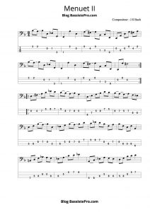 Menuet II de J-S Bach [Partition+Tabs] Cours n°1 pour BASSE